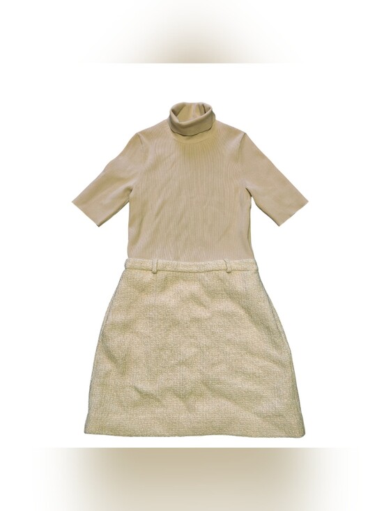 Theory | Dresses | Theory Canvas Utility Wool Beige Knit Combo Dress ...